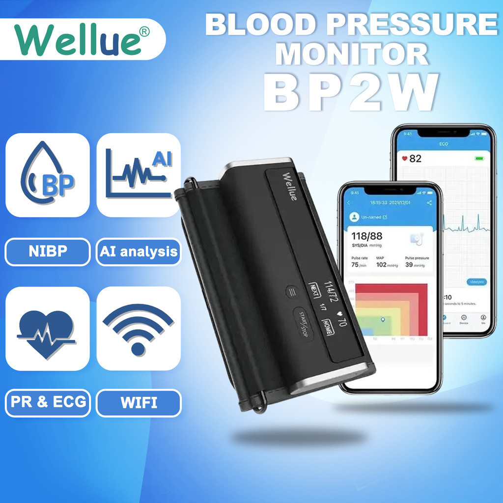 Wellue BP2 WiFi BBp Monitor Upper Arm Rechargeable Portable Medical Blood Pressure Monitor with ...