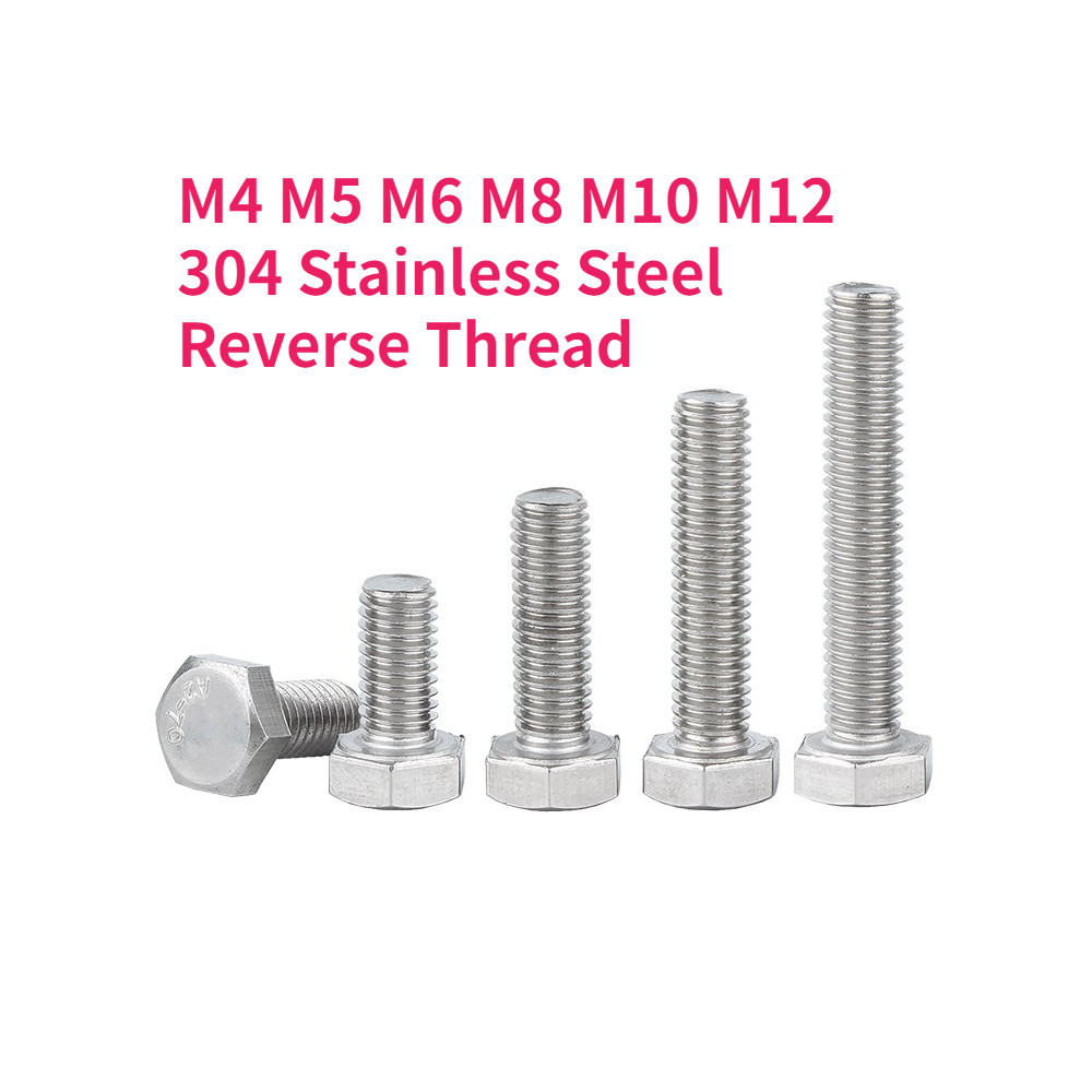 M4 M5 M6 M8 M10 M12 A2-70 304 Stainless Steel DIN933 Left-Hand Thread Outside Hex Head Bolt ...