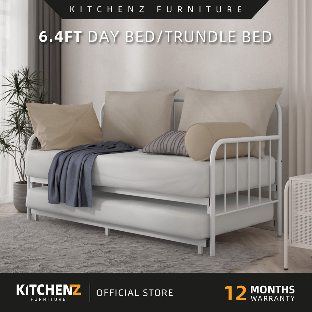KitchenZ 6.4FT Day Bed/Pull Out Trundle/Pop up Bed Frame Katil Besi ...