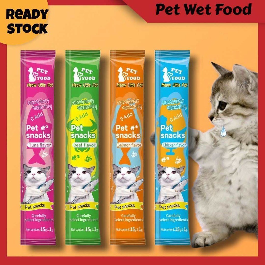 50 PCS / 100 PCS Meow Litter Fat Premium Cat Treat Cat Snack Cat Stick ...