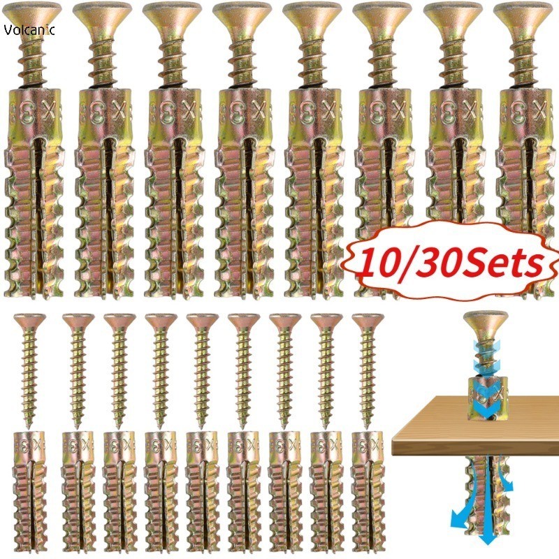 10/30Sets Anti-loose Cement Wall Anchors Drilling Plugs Serrated ...