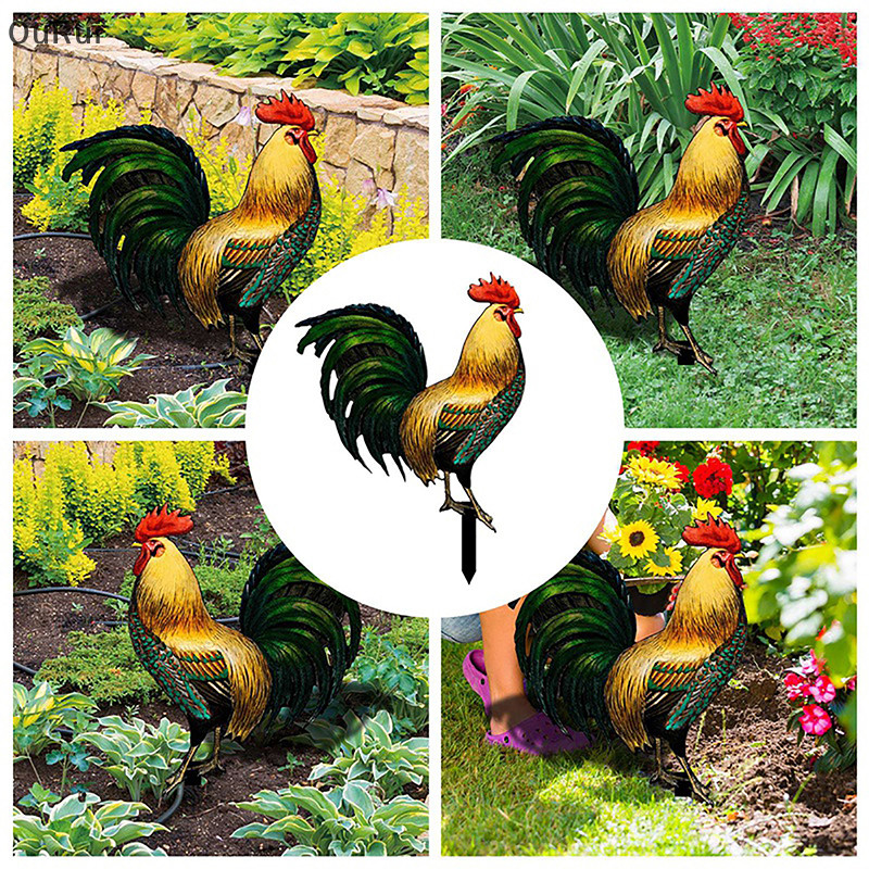 【OR】 Rooster Statue 2D Chicken Sculpture For Yard Decor Weatherproof ...