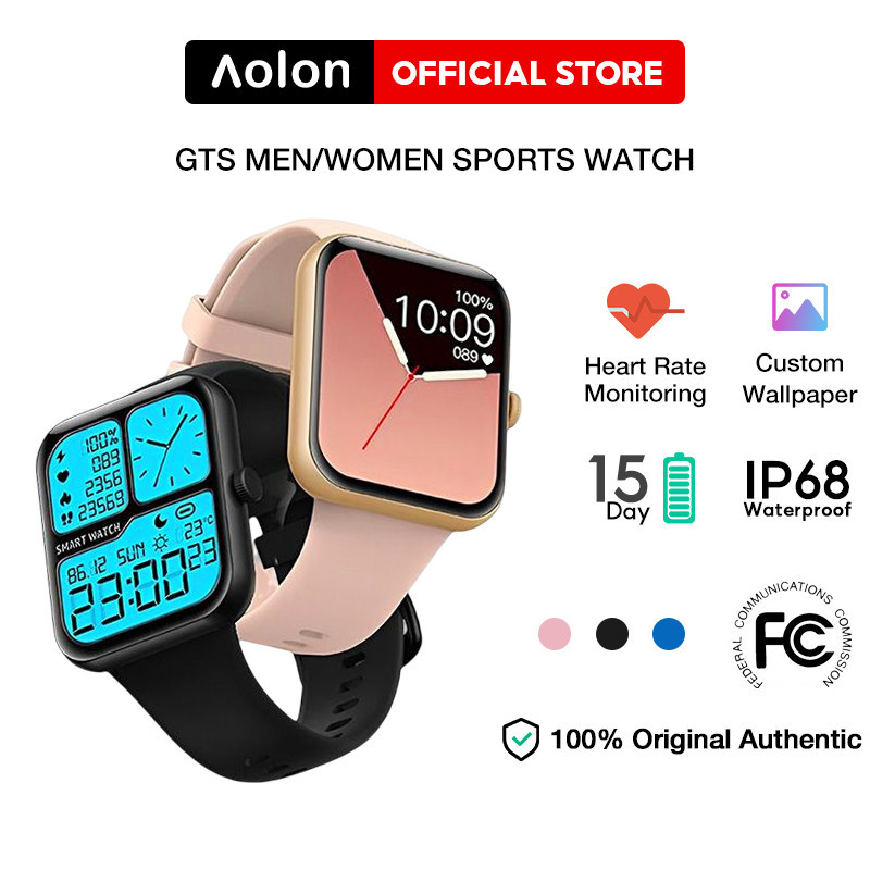 Aolon GTS Smart Watch Waterproof Custom Wallpaper Fitness Tracker Heart ...