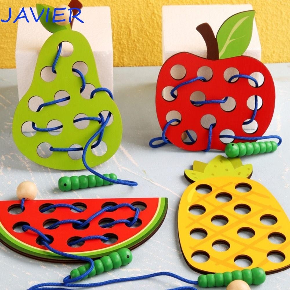 JAVIER Fruit Threading Toys, Fine Motor Skill Educational Wooden Lacing ...