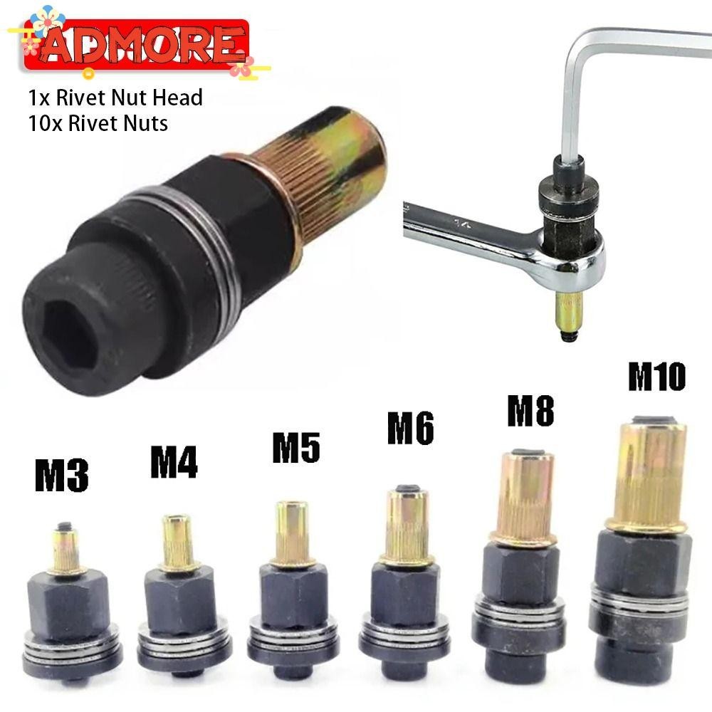 ADMORE 11Pcs/Set Hand Rivet Nut, Mandrel Staple M3 M4 M5 M6 M8 M10 ...