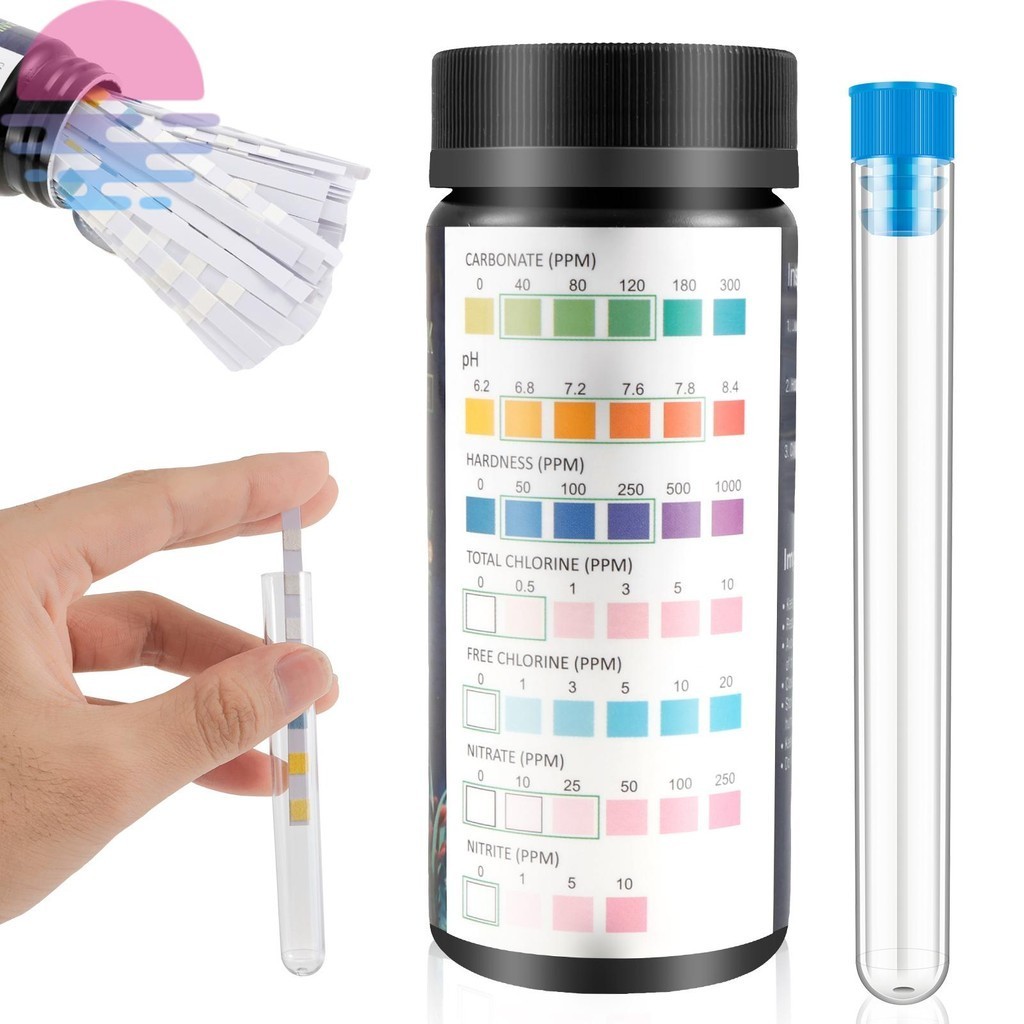 100Pcs Aquarium Test Strips 7 in 1 Fish Tank Test Kit with Test Tube ...