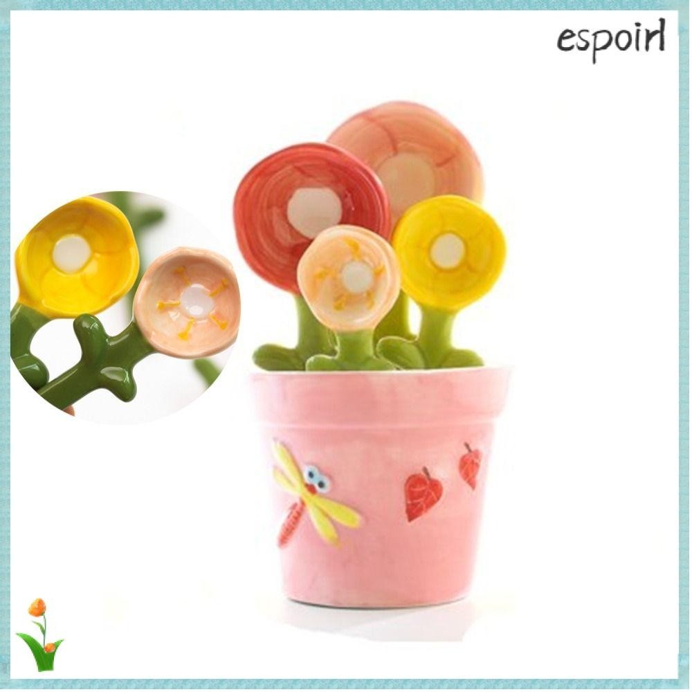 ESPOIR Measuring Spoons and Cups Set, Ceramic Sunflowers Measuring ...