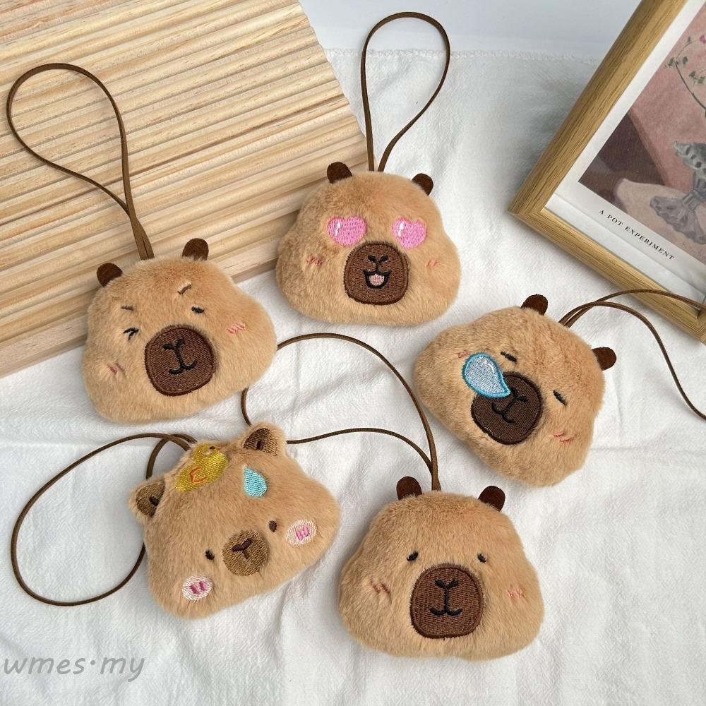 WMES1 Capybara Plush Keychain, Squinting Blinking Capybara Key Ring ...