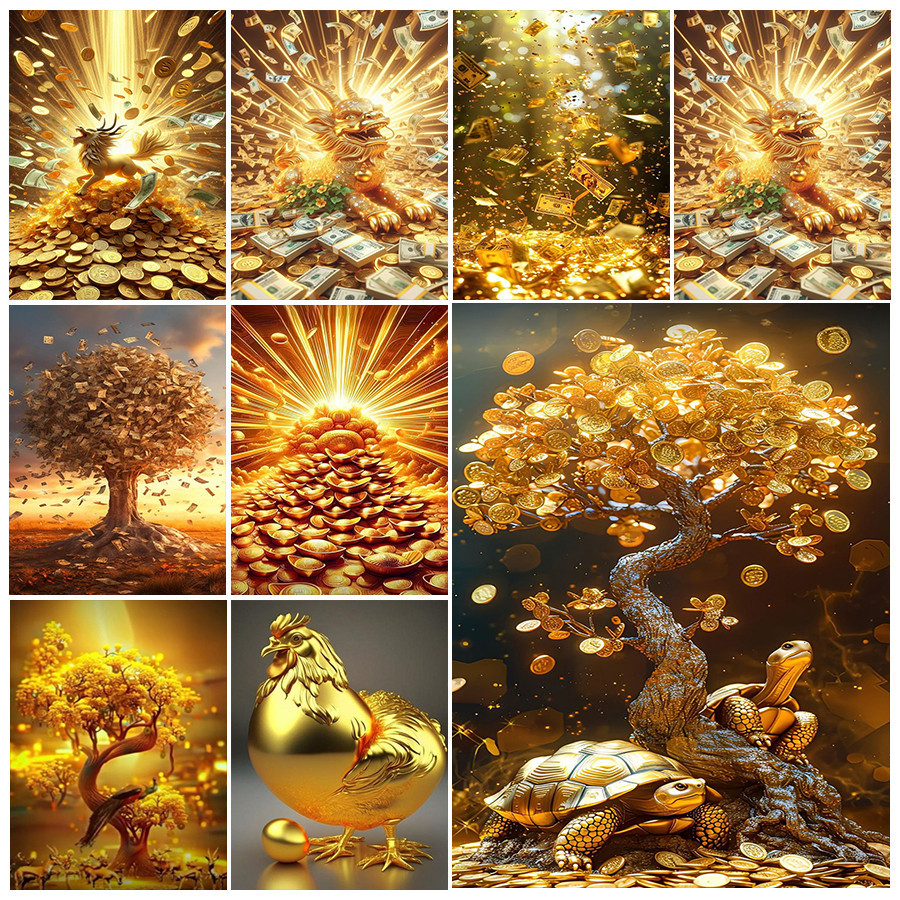 5D Diamond Painting Picture Golden Turtle Money Tree DIY Full Diamond ...