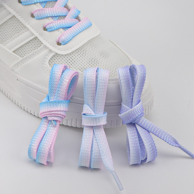 Flat Shoelaces for Sneakers Metallic Shiny Silver Shoe Laces Colorful ...