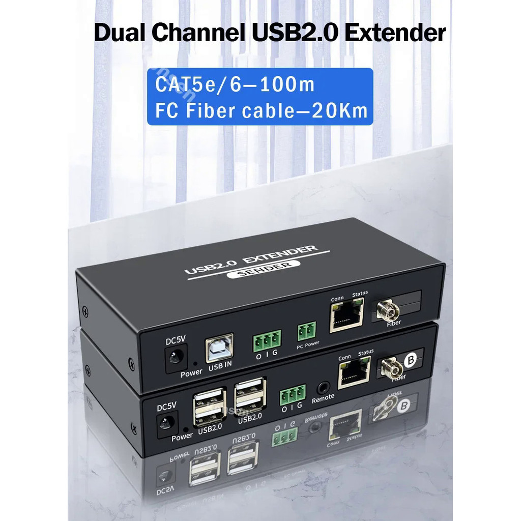 20Km USB 2.0 Fiber Extender Over FC Fiber Optic Cable 4 Port USB ...