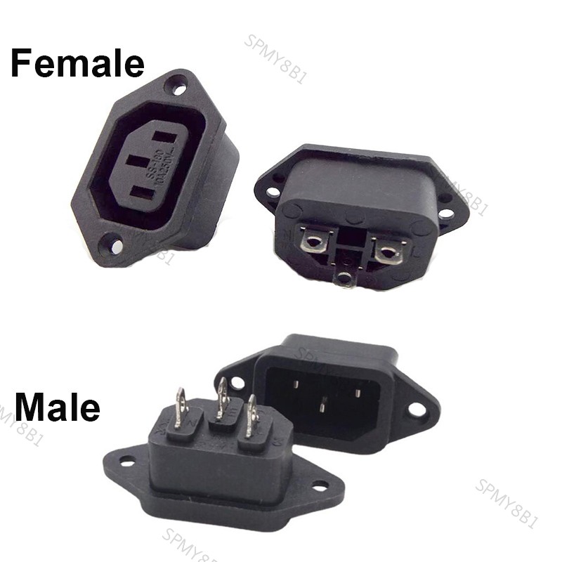 IEC320 C13 Electrical AC Socket 3 Female Male Inlet Plug Connector 3pin ...