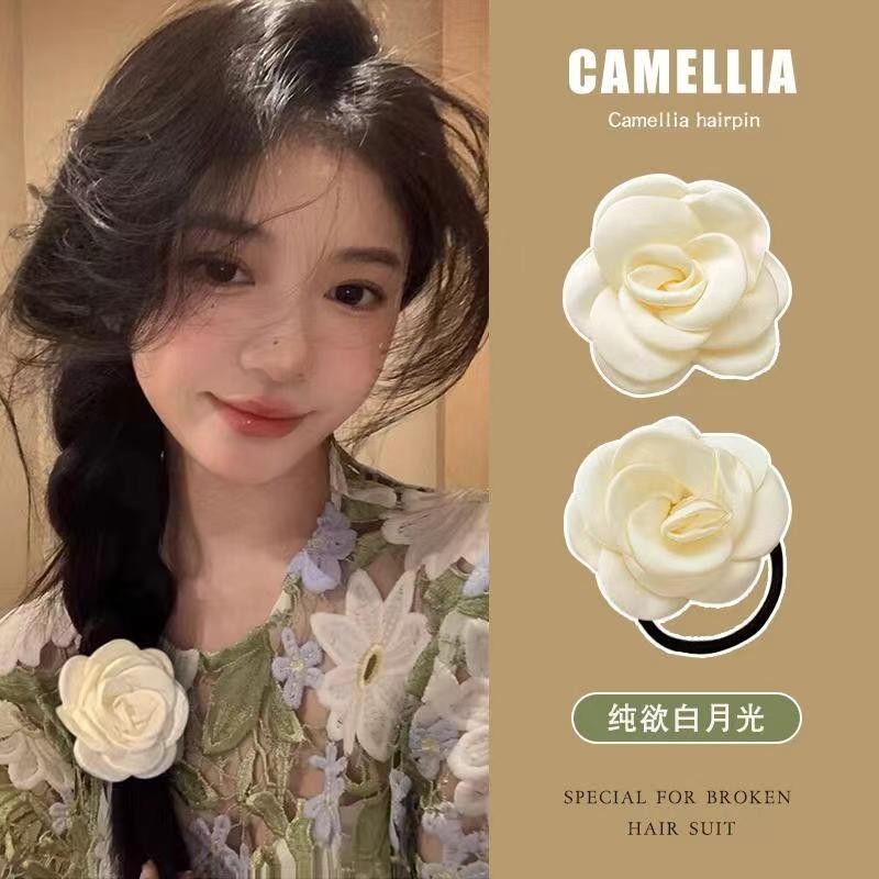Ikat Rambut Klip Rambut Camellia Hair Clip Hair Tie Elegant White ...