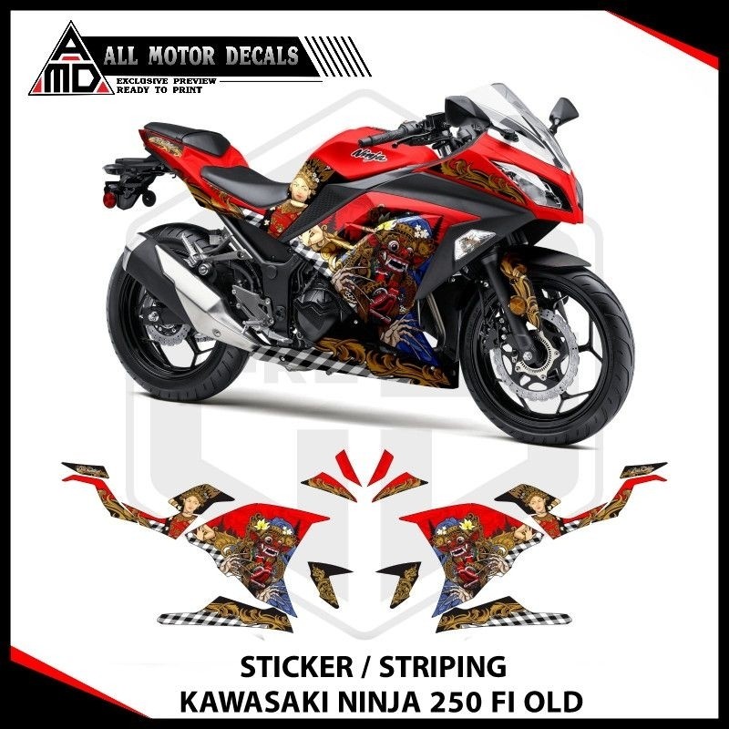 Sticker Semifull Ninja 250 Fi Old Barong Motif/Striping Kawasaki Ninja ...