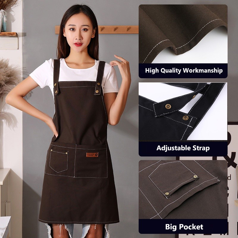 Waterproof Apron Hang Neck Apron Coffee Shop Fashion Apron Kitchen ...