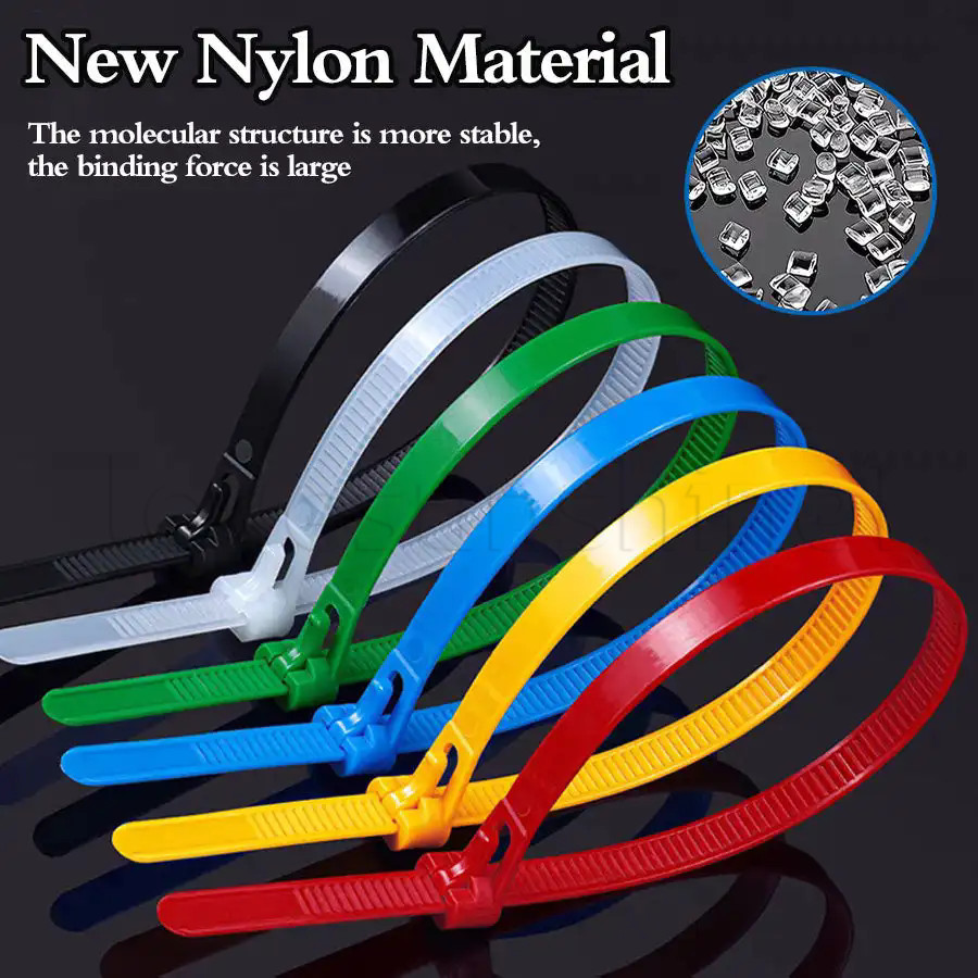 Plastic Nylon Cable Zip Ties - Self Locking Loop Wrap Bundle Straps ...