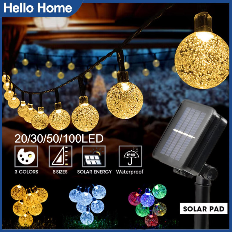 12M/9.5M/6.5M/5M LED Solar Crystal Ball Light Bubble String Lights Home ...