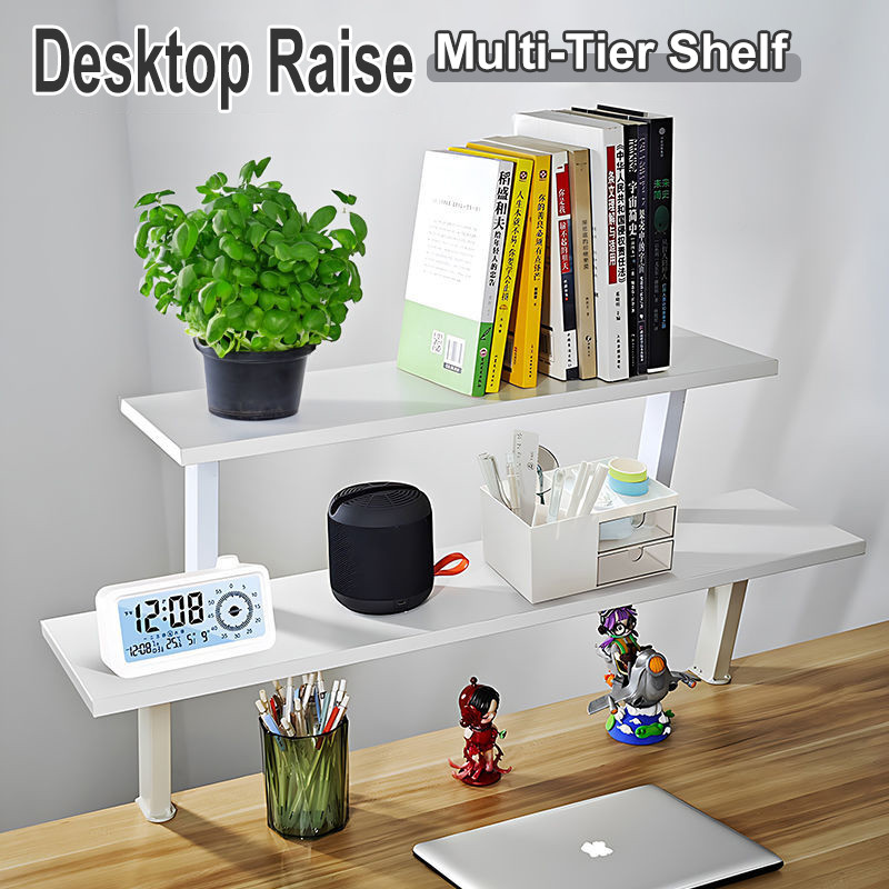 Desktop Bookcase Shelf Storage Rack Computer Height Increase Rack No ...