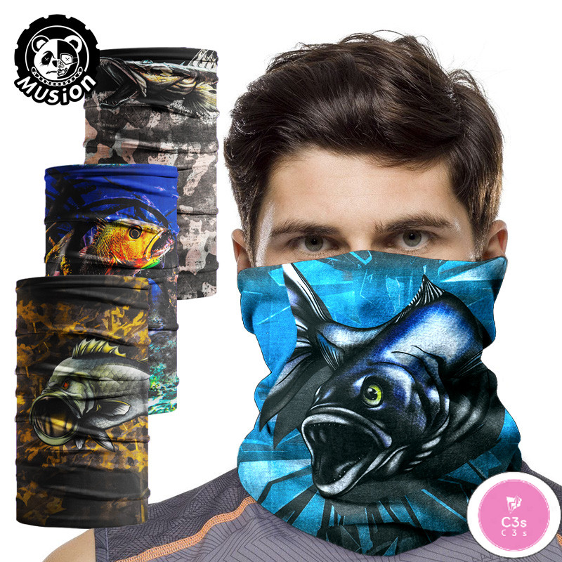 C3S Musion Sun Protection Fish Print Scarf Topeng Muka Haiwan Lucky ...