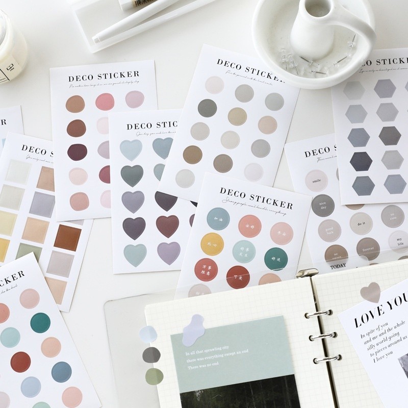 AGM Ins 1 sheet Japanese Color Dot Planner Masking Tape Round Sticker ...