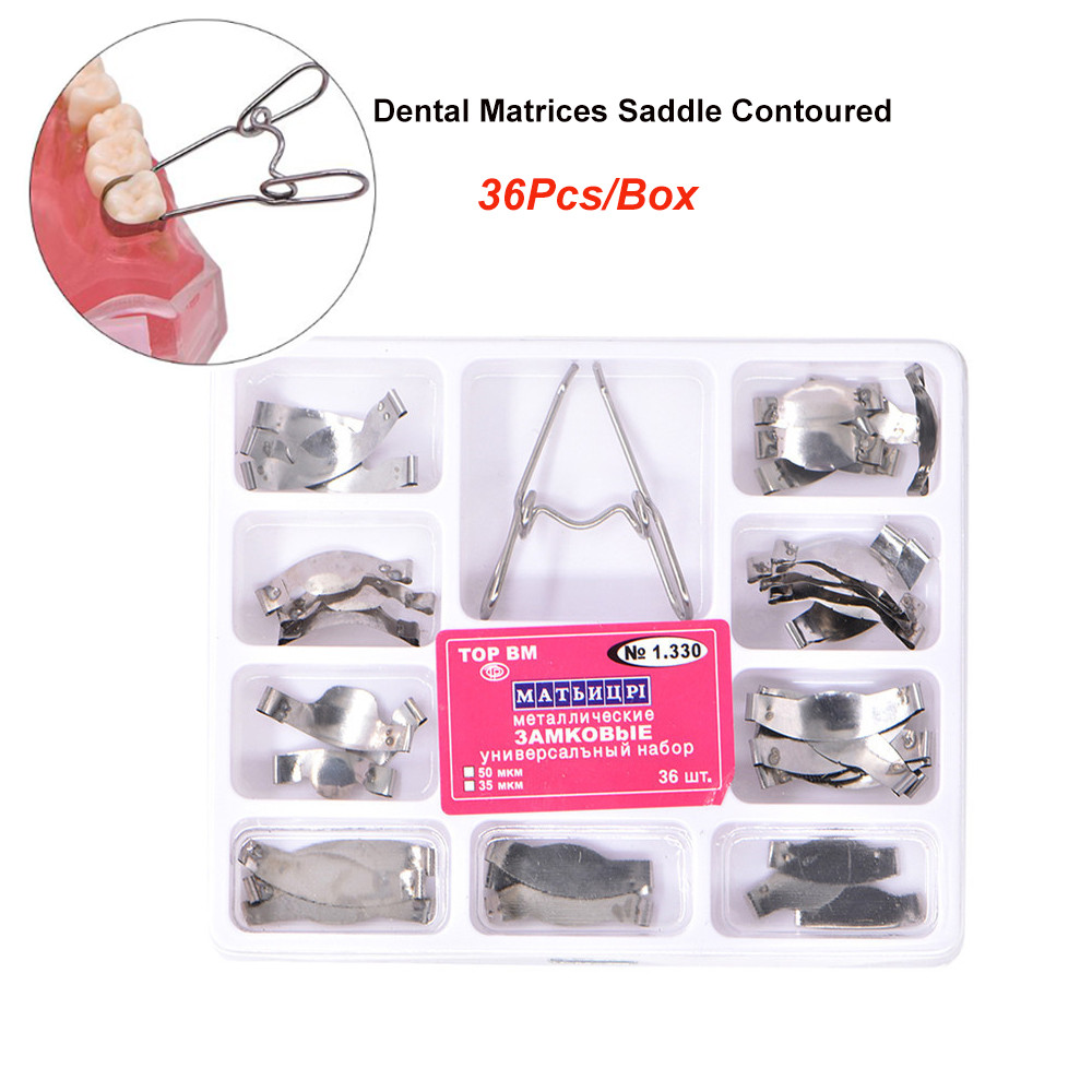 Orthdent 36Pcs/Box Dental Matrices Saddle Contoured Metal Matrix Band ...