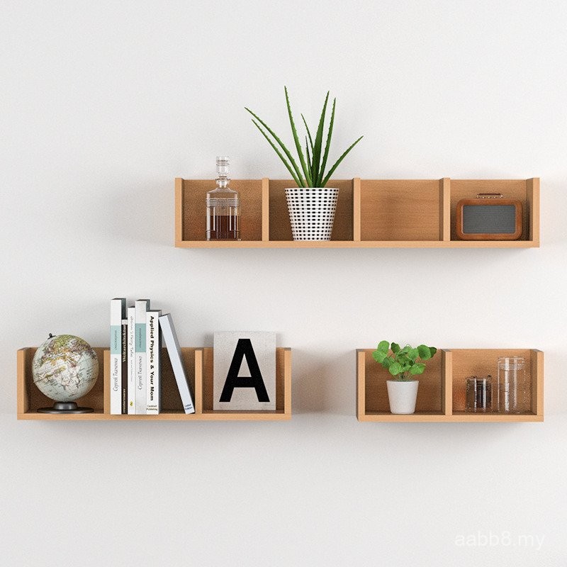 Rak atas dinding rak buku dinding kayu pepejal bilik tidur sudut rak ...