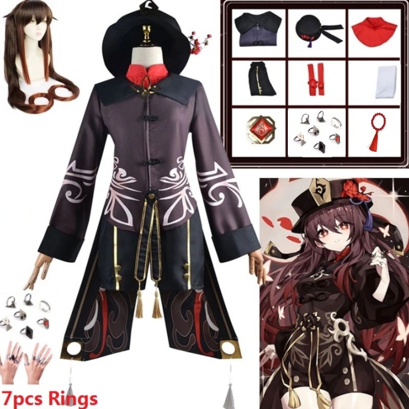Game Genshin Impact Hutao Cosplay Costume Wig Pony Tail Liyue Hu Tao ...