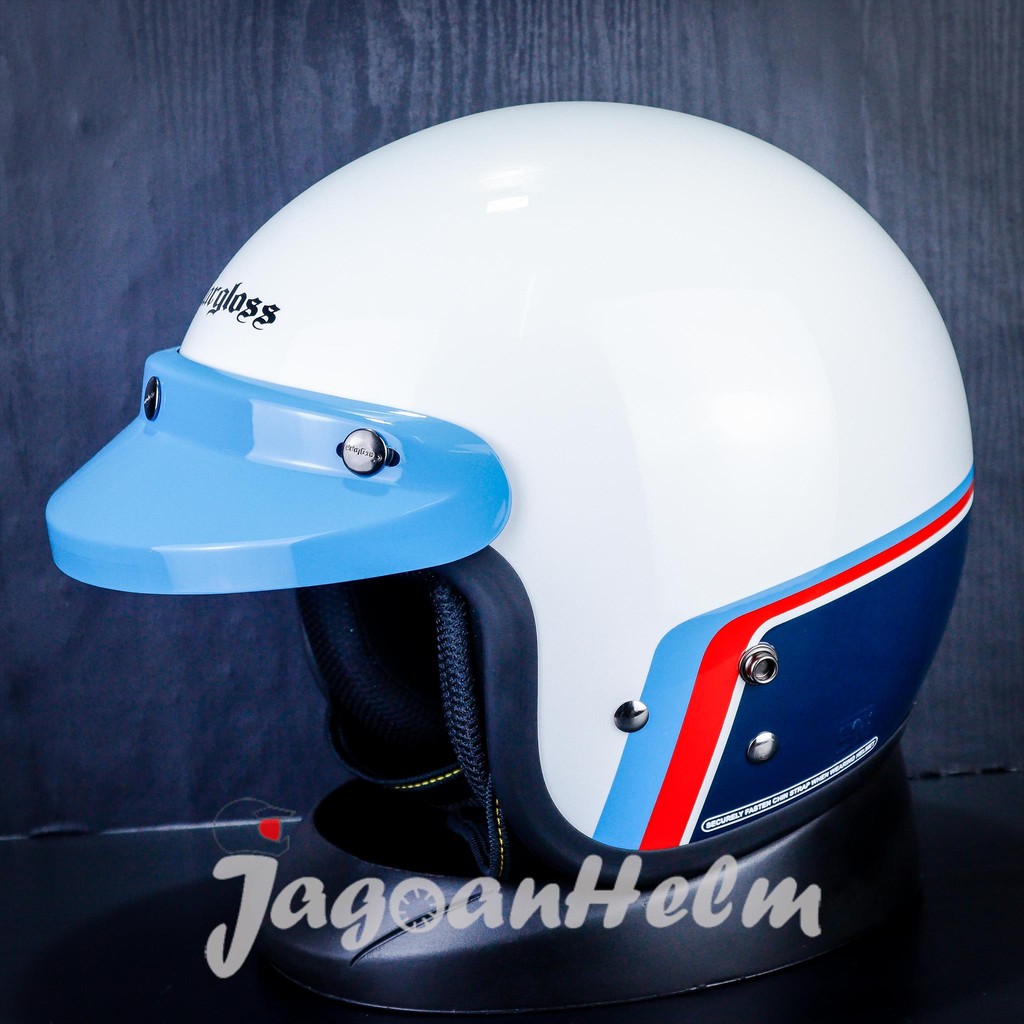 Cargloss Helmet CFM RETRO RACE TRACK CLASSIC | White | Retro CF ...