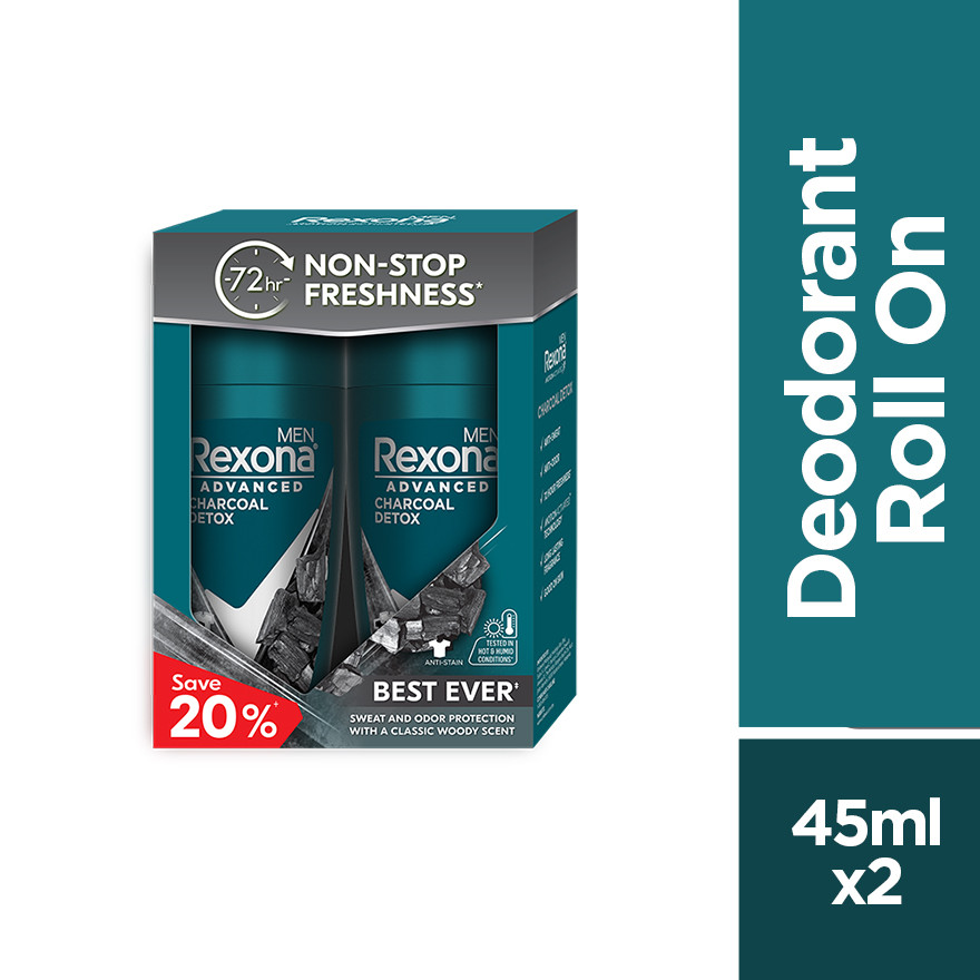 REXONA Men Charcoal Detox Roll On 2x45ml | Shopee Malaysia