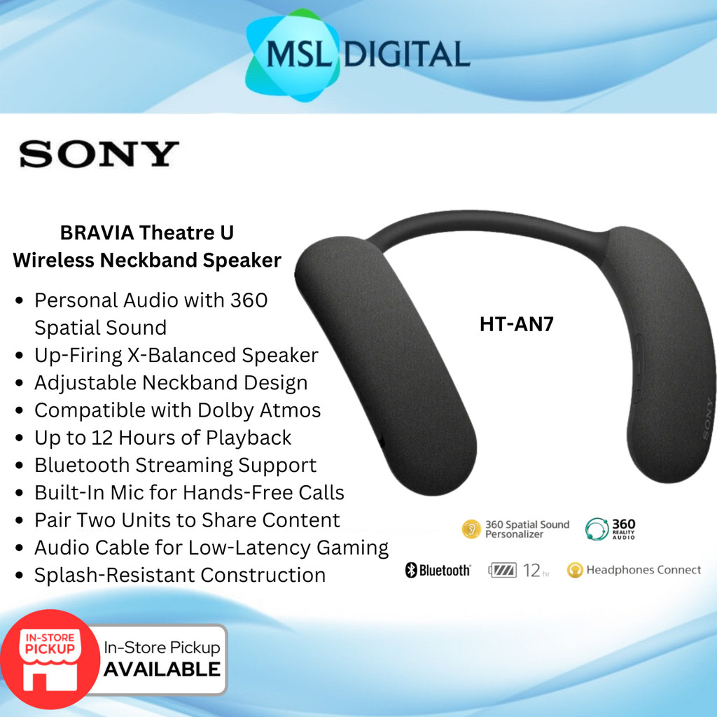 Sony HT-AN7 BRAVIA Theater U Wearable TV Speaker | Wireless Neckband ...