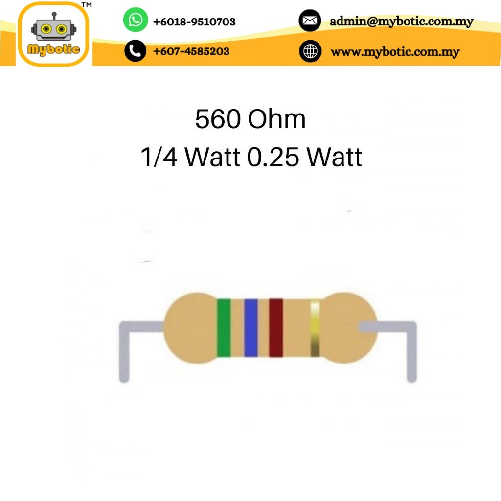 560 ohm 0.25w 1/4W resistor (5% tolerance) (10pcs/ pack) | Shopee Malaysia