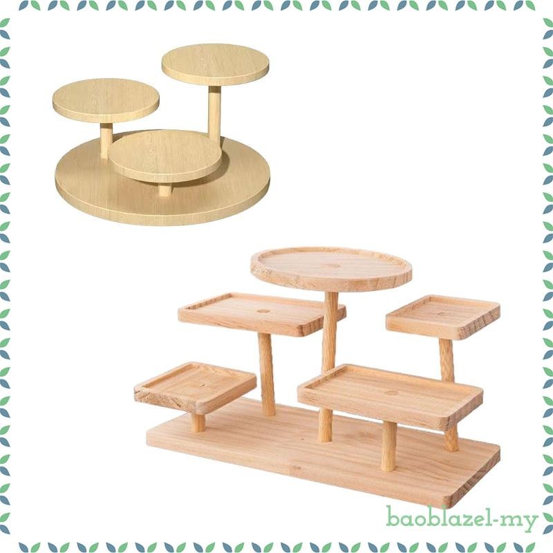 [BaoblazecbMY] Display Riser Stand Countertop 3 Tier Wooden Riser ...