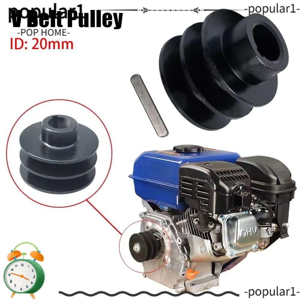 POP 1Pcs Engine Black Pulley, ID 20mm Double Groove V Belt Pulley, New ...