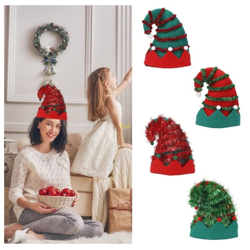 flgo Light up Elf Hat Christmas Pile Bonnet Holiday Leprechaun Cheerful ...