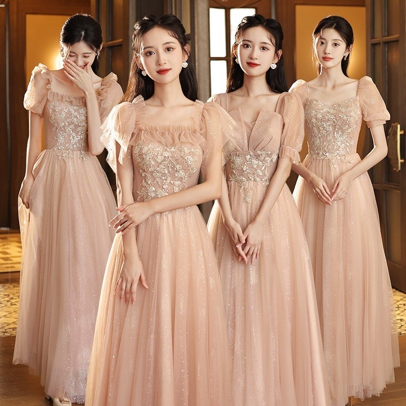 Pink Wedding Bridesmaid Dress for Women 2024 New Sister Group Banquet ...