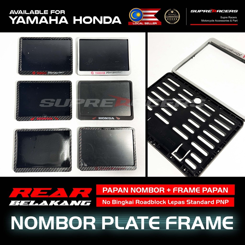 Frame Nombol Plate Universal Use HONDA YAMAHA Motor Papan Nombor ...
