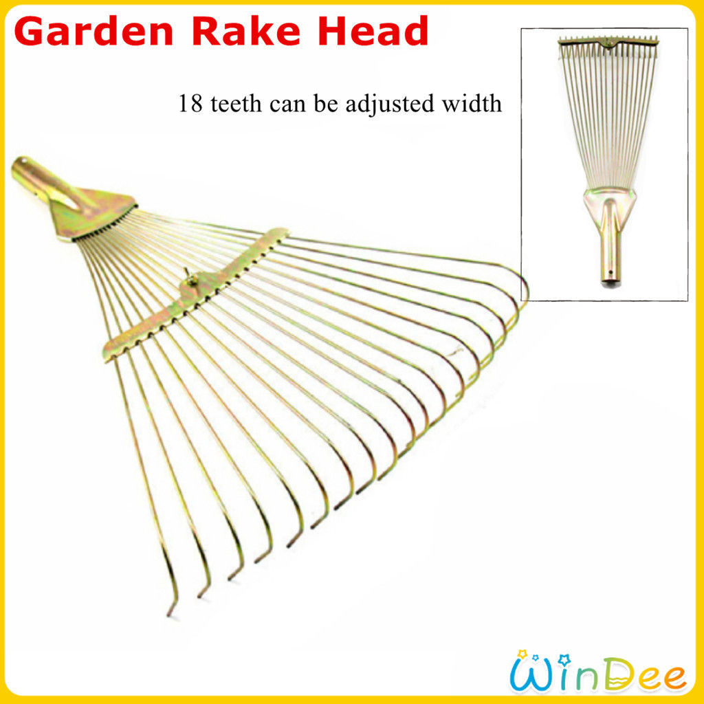 Adjustable Grass rake head 18 teeth leaf rake portable cleaning tool ...