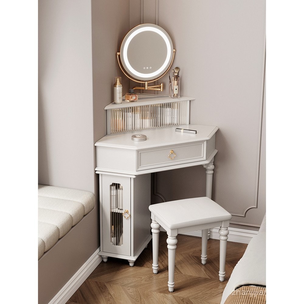 French Corner Dressing Table Solid Wood Storage Cabinet Integrated ...