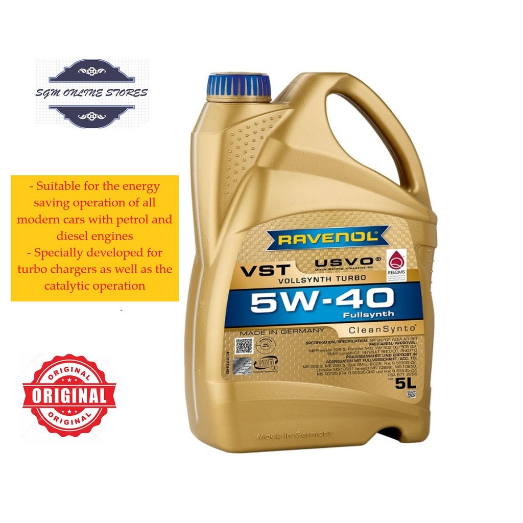 Ravenol Engine Oil VST SAE 5W-40 Turbo Full Synthetic / Ravenol VST 5W ...
