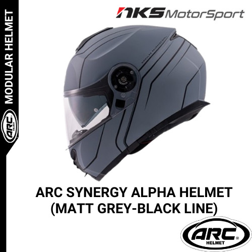 ARC Synergy Alpha Helmet (Matt Grey-Black Line/Black-White Line ...