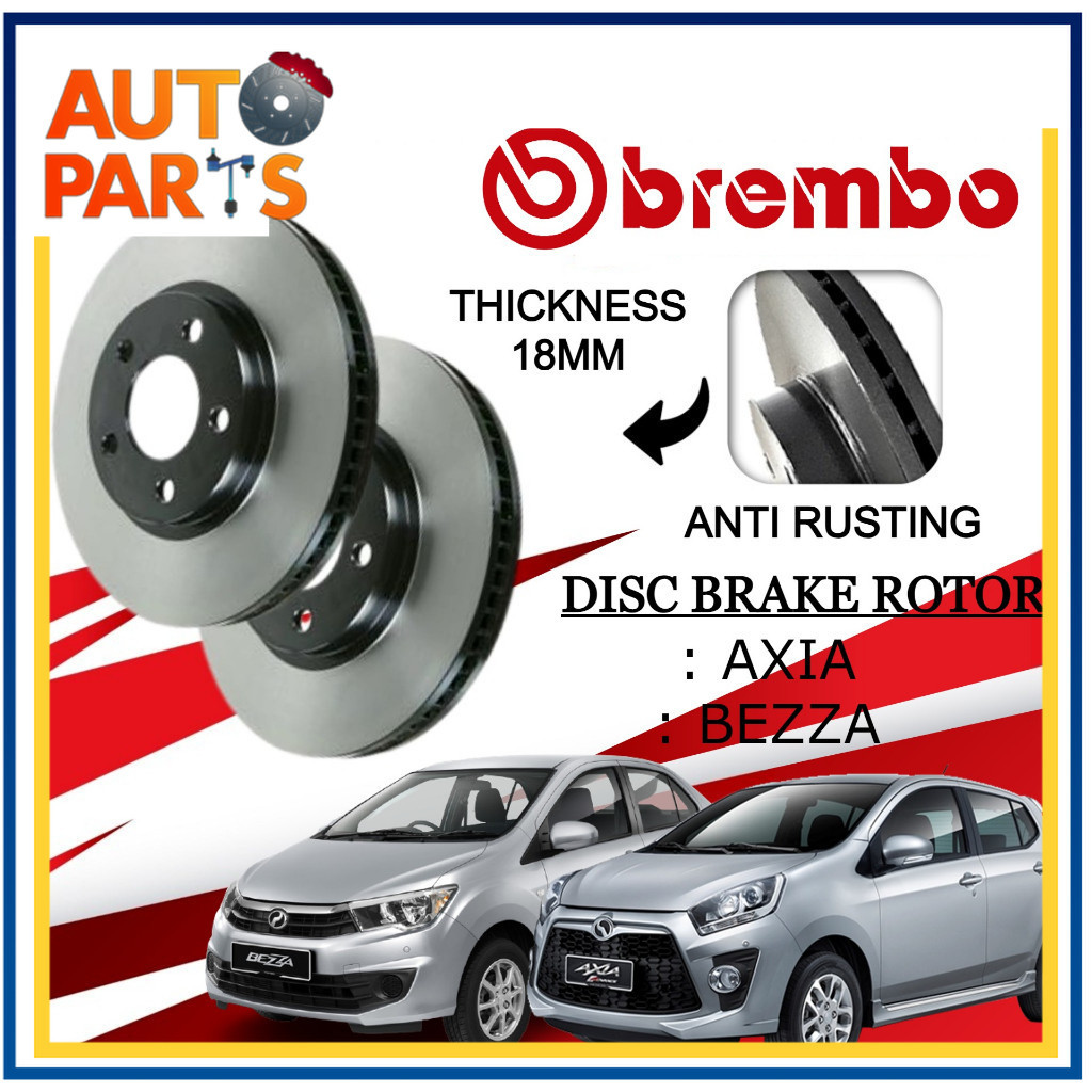 **ORI SIZE** Brembo Rotor Perodua Axia , Bezza Front 18MM Disc Brake ...