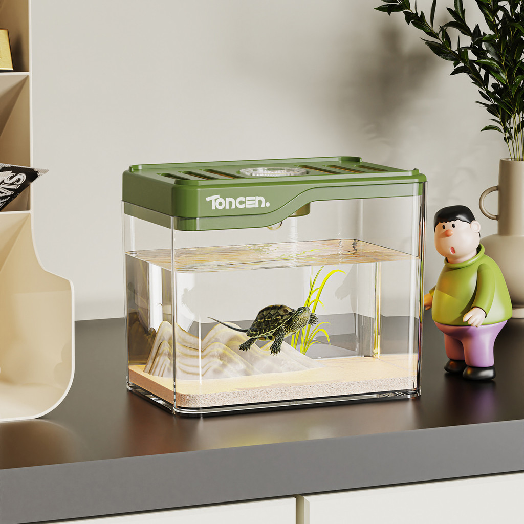 Desktop Mini Fish Tank 360 ° Panoramic Transparent Visual Aquarium With ...