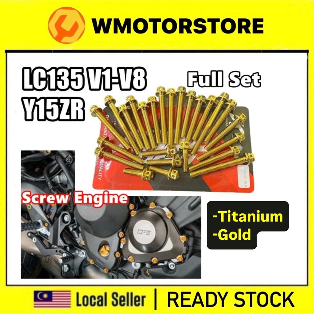 Enjin Skru Bolt Complete SET Engine Screw Gold TITANIUM Set LC135 4S 5S ...