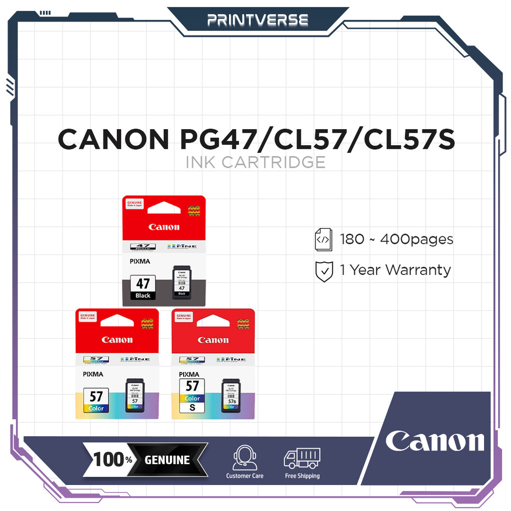 Canon PG-47 (15ML) CL-57 (13ML) CL-57s (8ML) Original Ink Cartridge ...