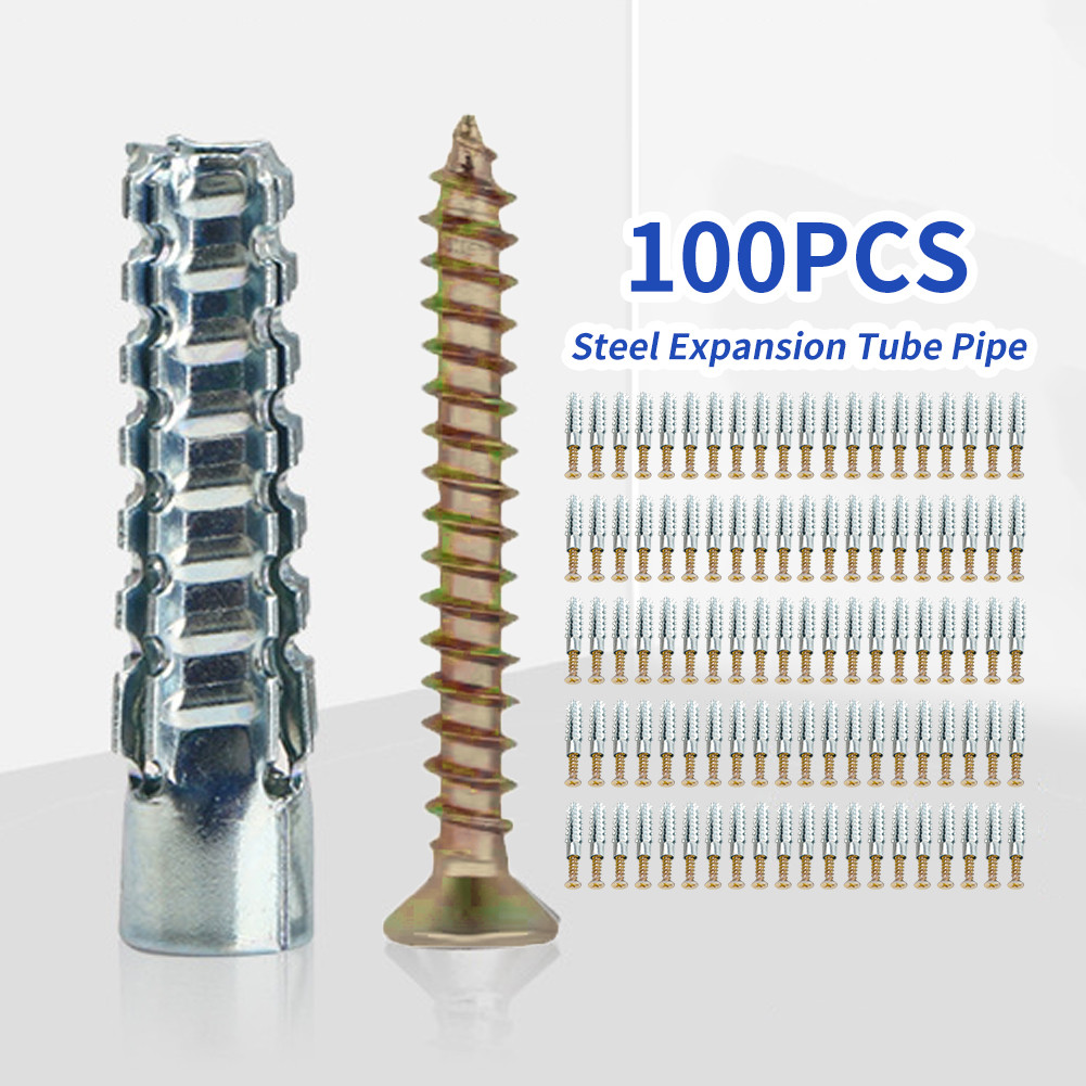 20/50/100PCS Steel Expansion Tube Pipe Self Tapping Screw Drilling Plug ...