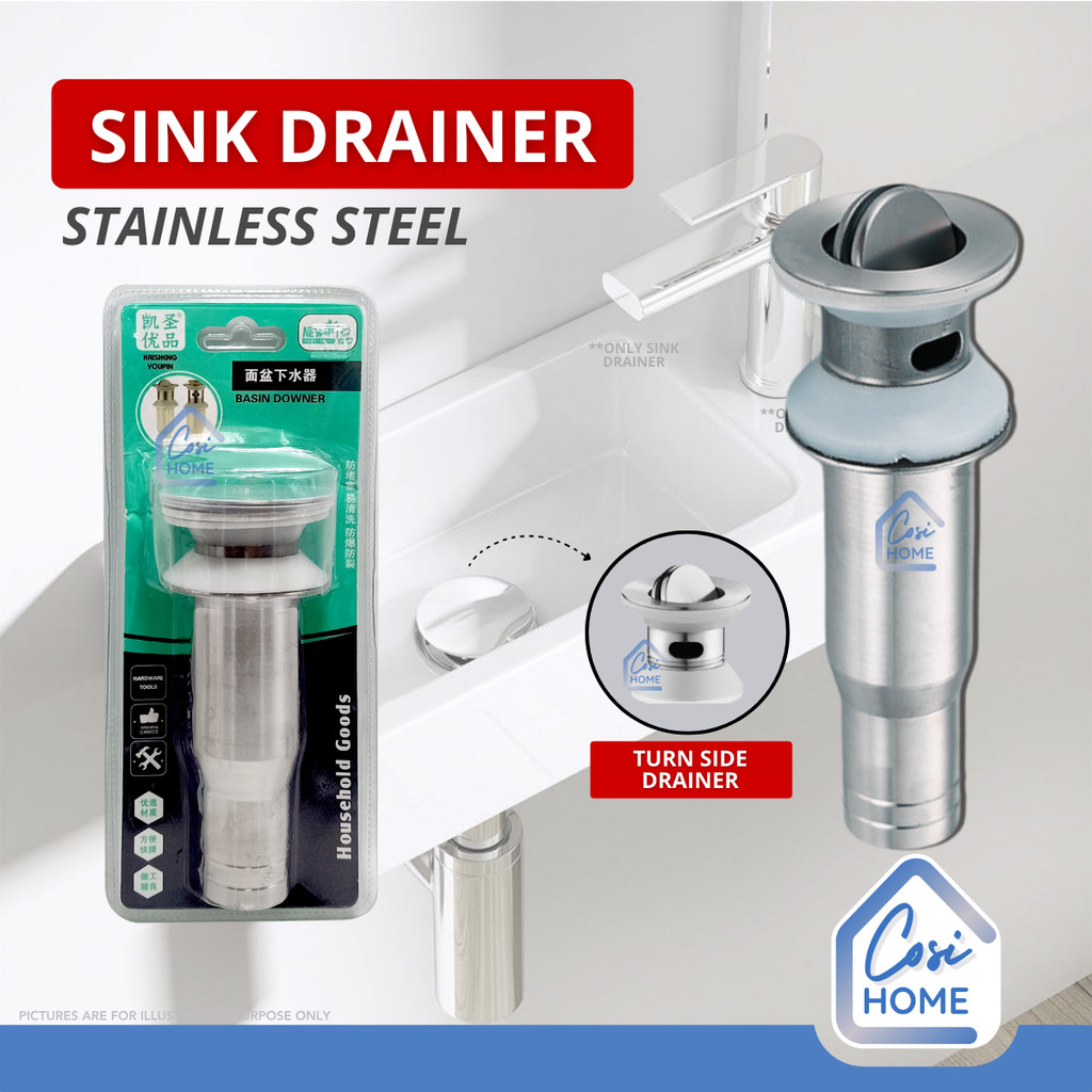 Stainless Steel Basin Drain Stopper with Overflow Nut Flap Modern ...