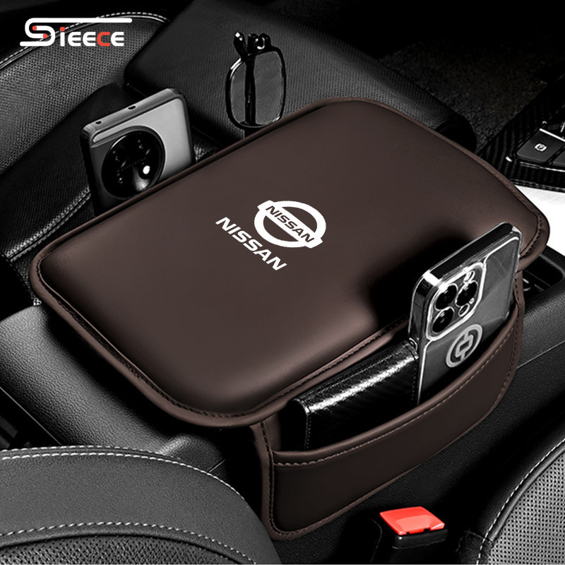 Sieece Leather Car Armrest Pad Center Console Cover Car Interior ...