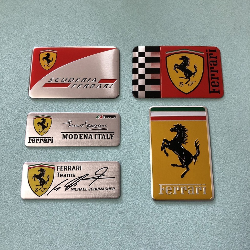 Ferrari emblem metal sticker, FERRARI Team thin aluminium badge, horse ...