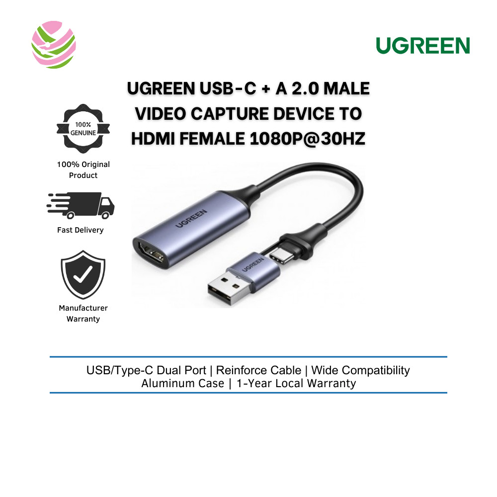 UGREEN Adapters Video Capture Card 4K HDMI to USB/USB-C HDMI Video ...
