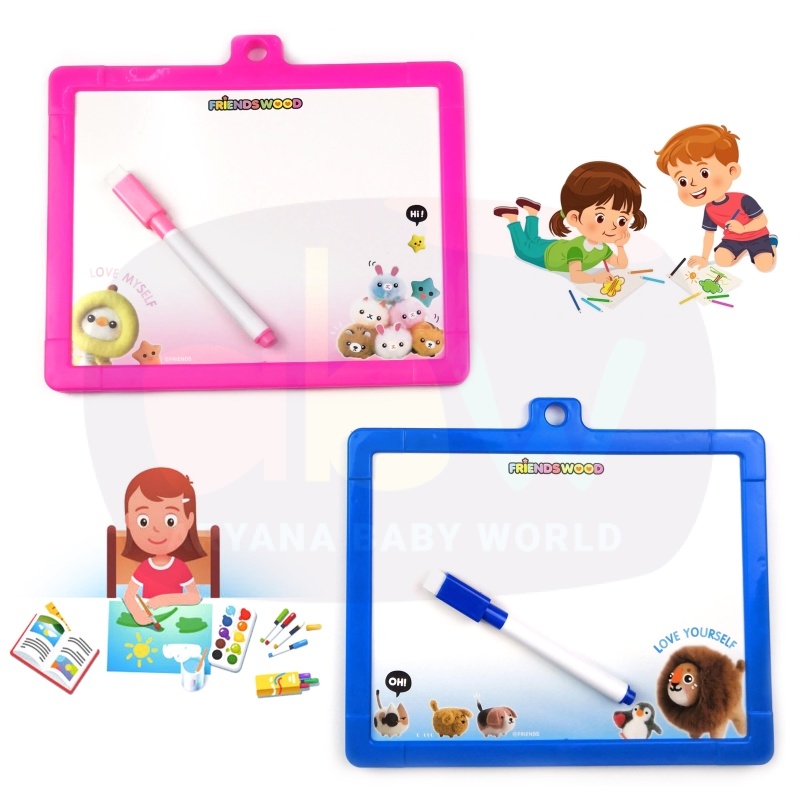 Cute Kids Mini White Board Set with Free Marker Pen (21cm x 17cm ...